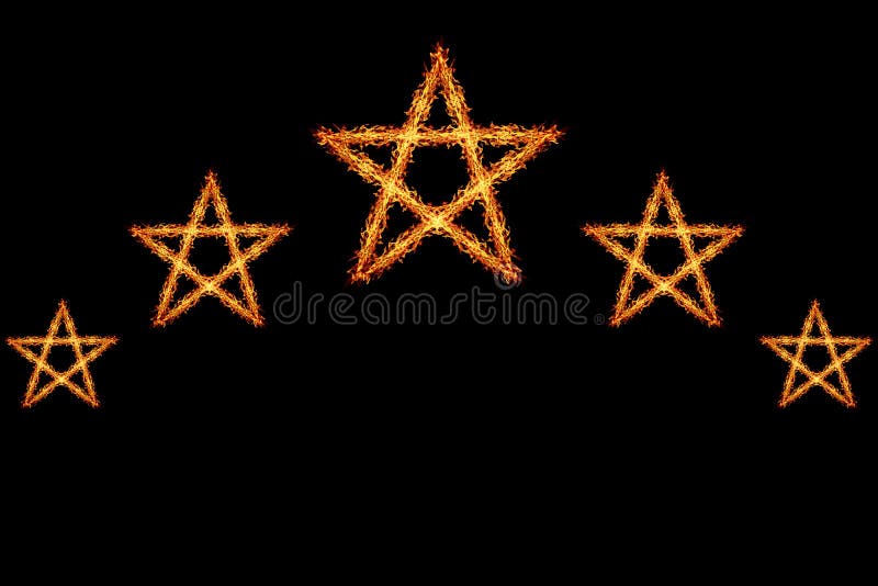 Fire five stars on black stock illustration. Illustration of ...
