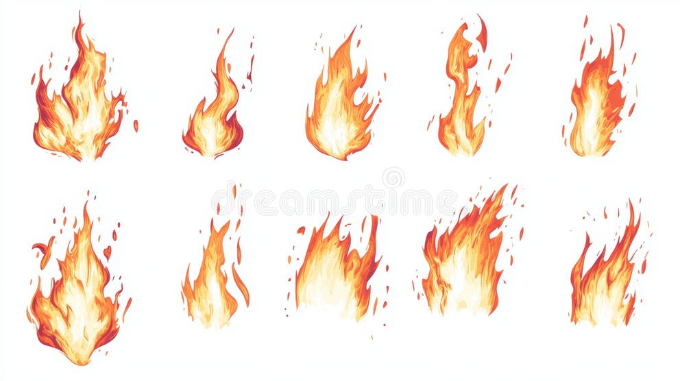 Fire Flame Animation Isolated on White Background for Game GUI Elements ...