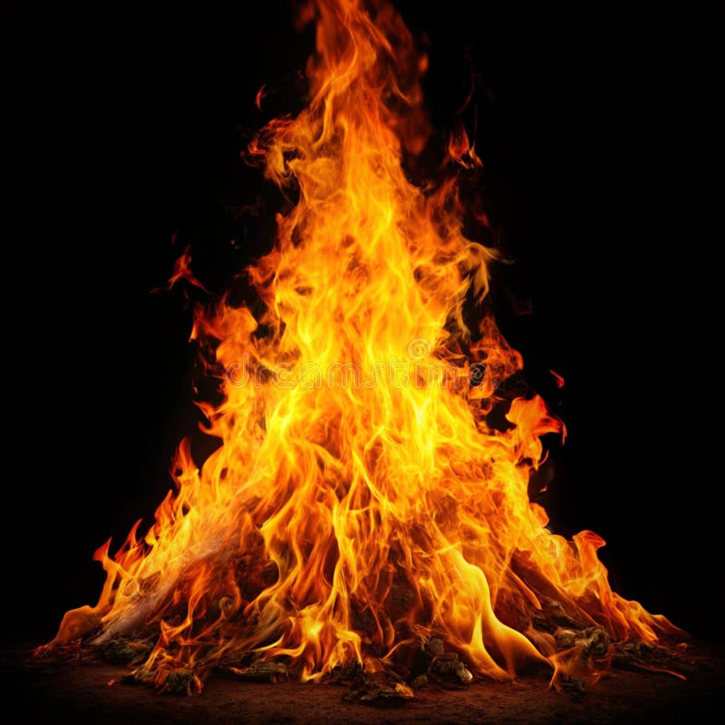 Fire Flame Background on Black Stock Illustration - Illustration of ...