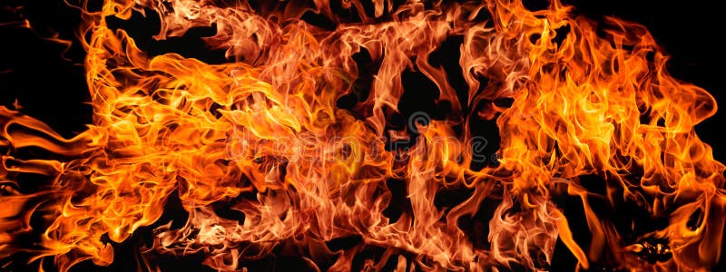Fire Flame Background. Hell Bonfire. Texture of Fire on a Black ...