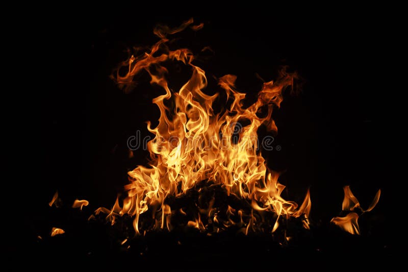 Fire Flame Background. Hell Bonfire. Texture of Fire on a Black ...