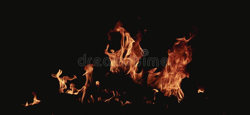 Fire Flame Background. Hell Bonfire. Texture of Fire on a Black ...