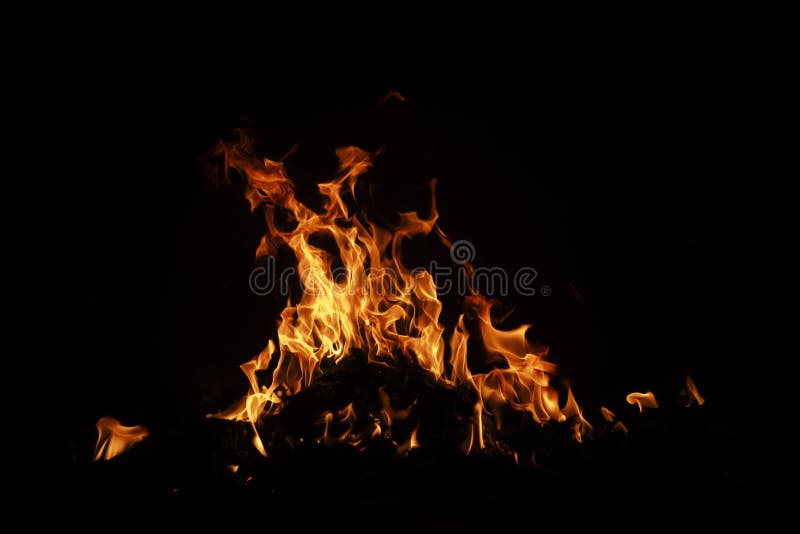 Fire Flame Background. Hell Bonfire. Texture of Fire on a Black ...