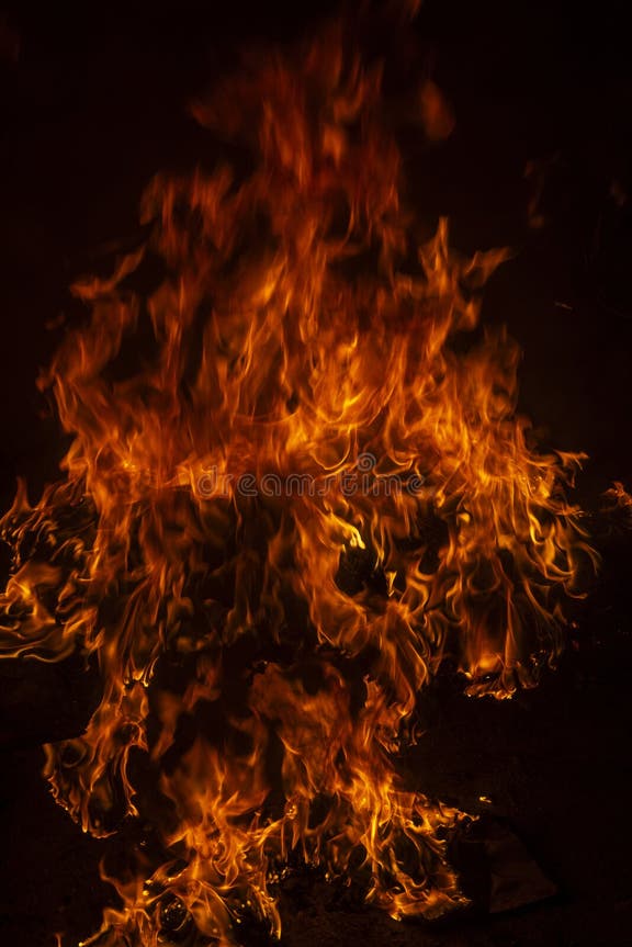 Fire Flame Background. Hell Bonfire. Texture of Fire on a Black Background. Abstract Fire Flame ...