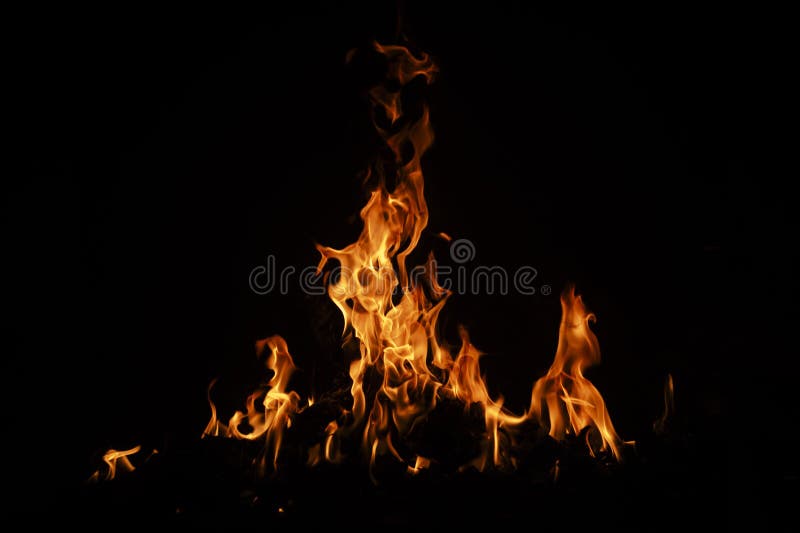 Fire Flame Background. Hell Bonfire. Texture of Fire on a Black ...