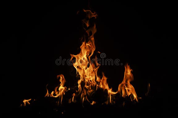 Fire Flame Background. Hell Bonfire. Texture of Fire on a Black ...