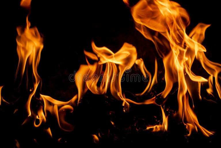 Fire Flame Background. Hell Bonfire. Texture of Fire on a Black ...