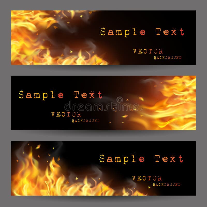 Fire Flame Banners Set stock vector. Illustration of layout - 80682434