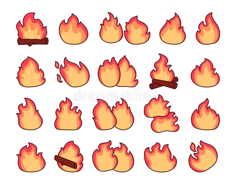 Fire Flame. Bonfire and Blazing Burning Stock Illustration ...