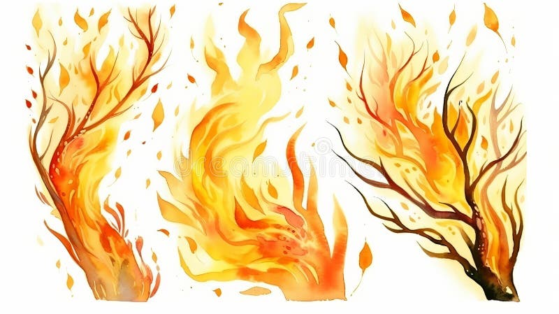 Fire Flame Branch on White Background Generative AI Stock Photo - Image ...