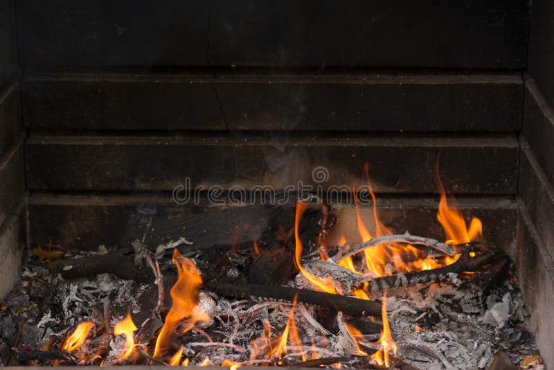 Fire Flame in a Brick Barbecue Stock Image - Image of firewood, bonfire ...