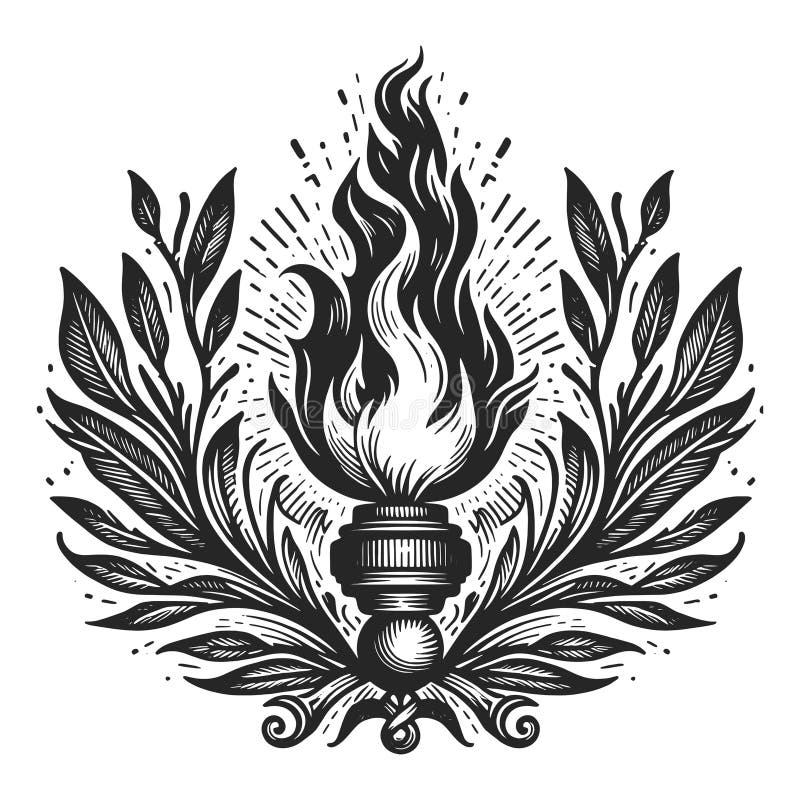 Fire Flame Bulb Engraving Sketch Vector Stock Vector - Illustration of ...