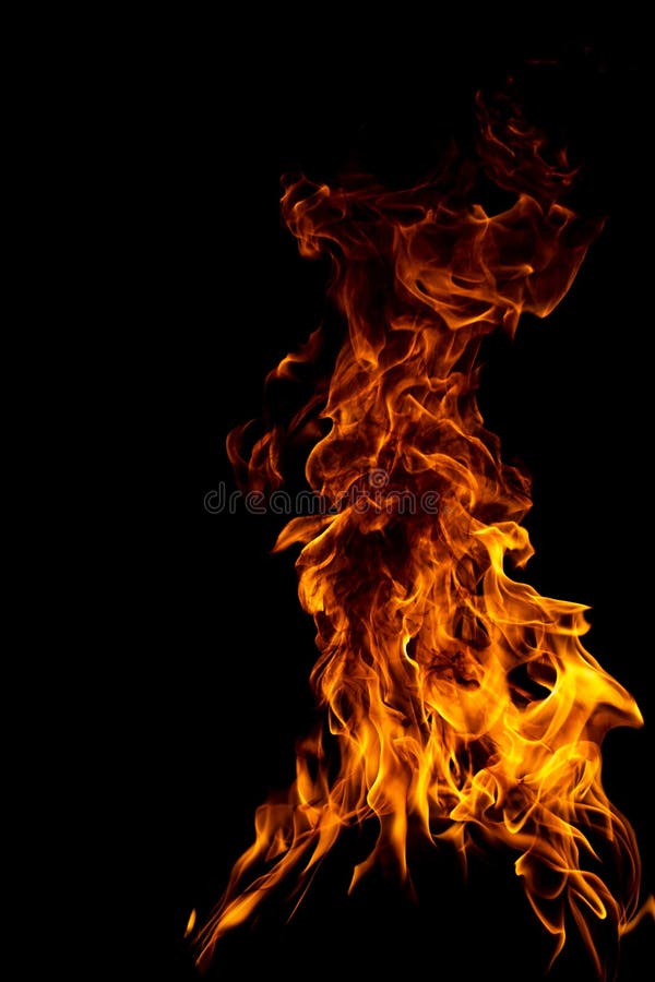 Fire Flame. Burn Lights on a Black Background. Stock Image - Image of ...