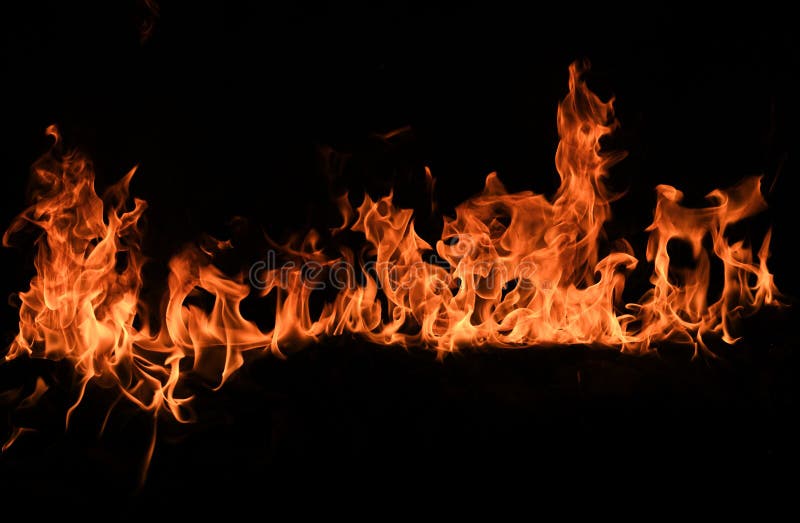 Fire Flame. Burn Lights on a Black Background. Stock Image - Image of ...