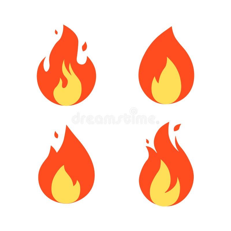Fire flame burn symbol set stock illustration. Illustration of food ...