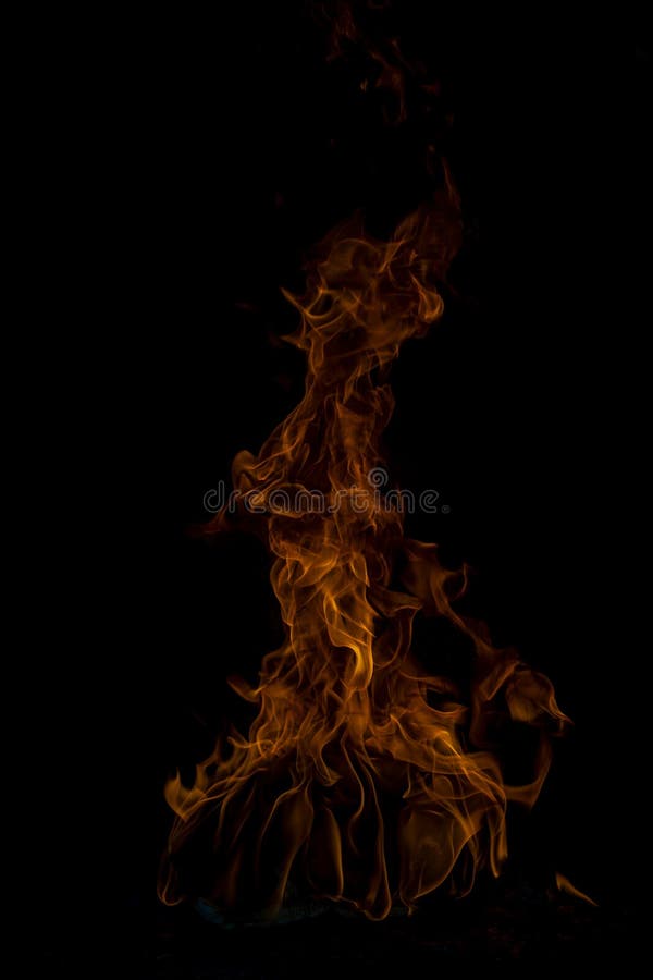 Fire Flame Burning and Fire Glowing on Black Background. Stock Image ...