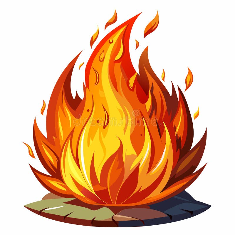 Fire Flame Burning Heat Red Yellow Vector Illustration White Background ...