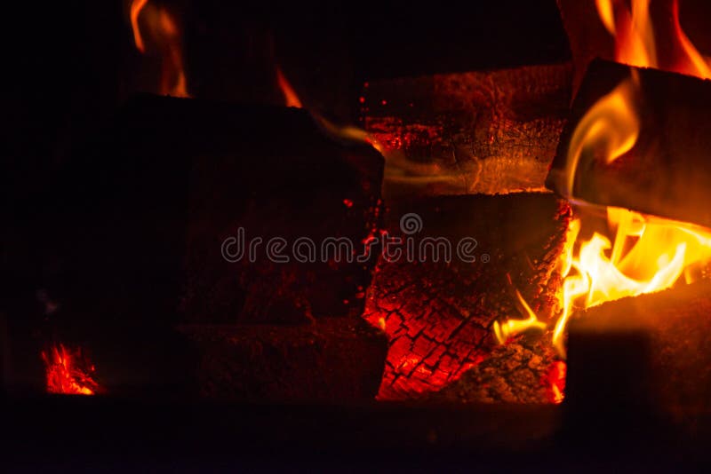 Fire flame in the chimney stock image. Image of comfort - 165059861