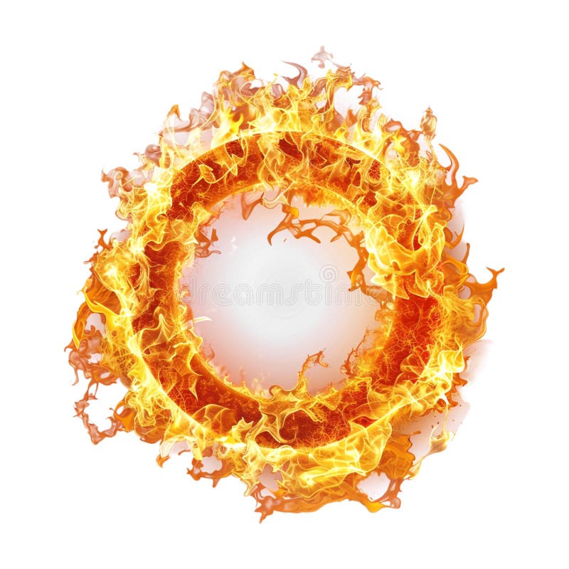 Fire Flame in Circle Shape on Transparent Background - Ai Generated ...