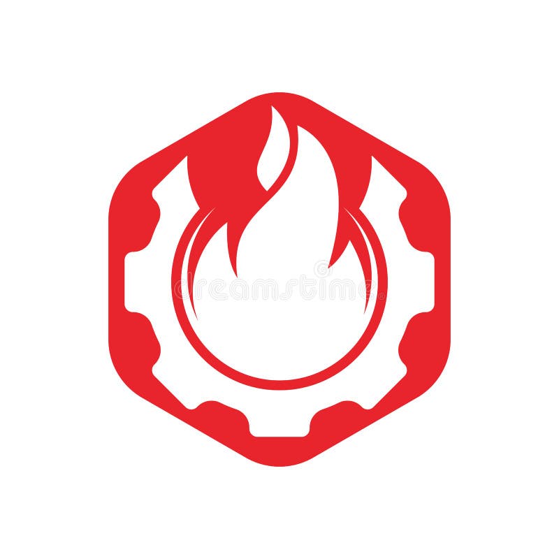 Gear and Fire Vector Logo Design Template. Stock Vector - Illustration ...