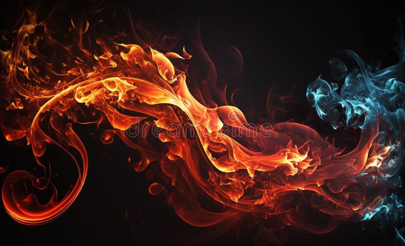 Fire Flame on Dark Background. Flying Burning Fire Particles with Smoke ...