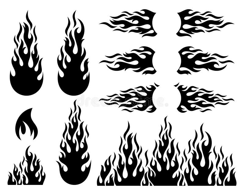 Fire Flame Design Elements Collection Stock Vector - Illustration of ...