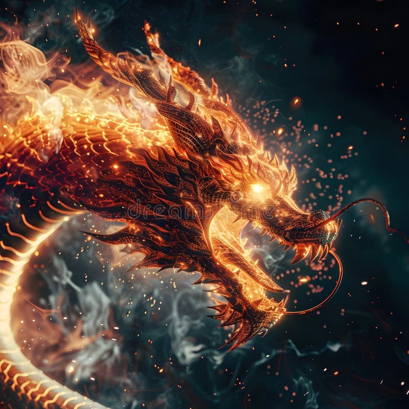 Fire Flame Dragon Mythical Fantasy Fierce Powerful Creature Stock ...