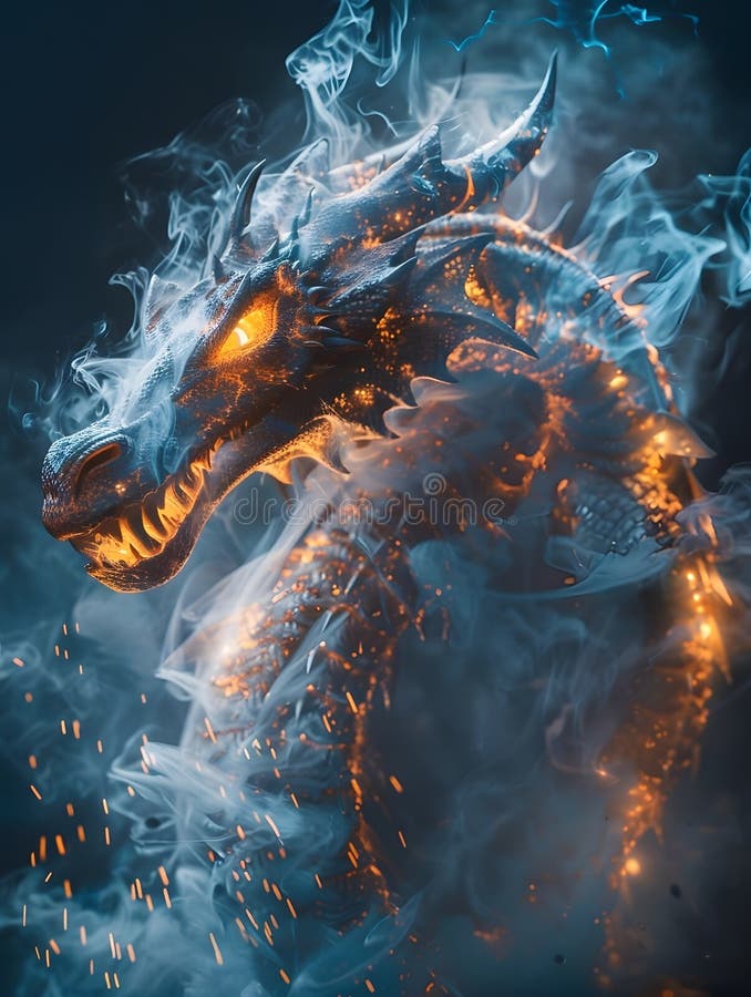 Fire Flame Dragon Mythical Fantasy Fierce Powerful Creature Stock ...