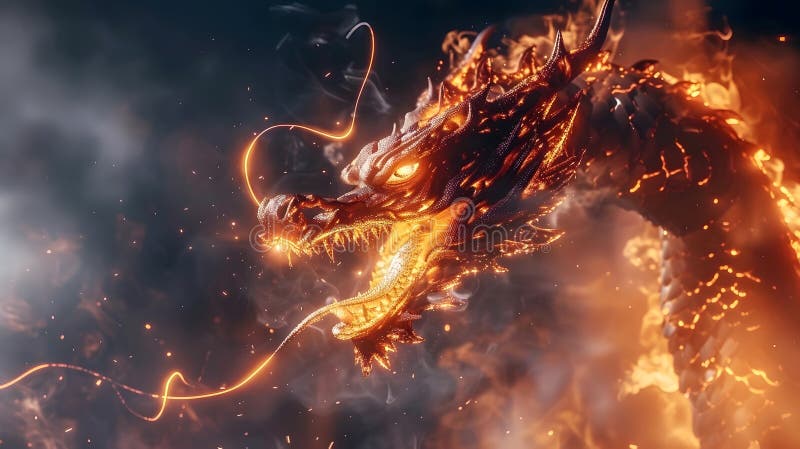 Fire Flame Dragon Mythical Fantasy Fierce Powerful Creature Stock ...