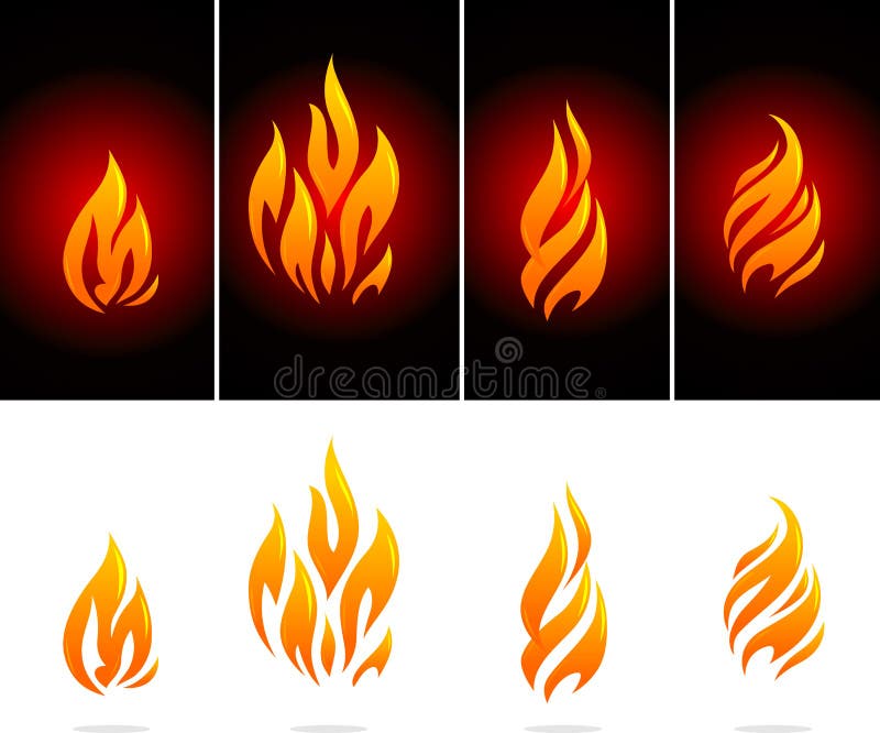 Fire or Flame Element Set, Isolated Vector Stock Vector - Illustration ...