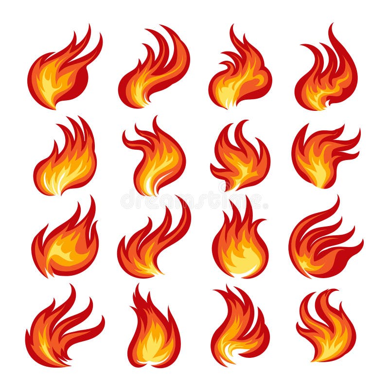 Fire Flame Emblem Set stock vector. Illustration of burn - 96841762