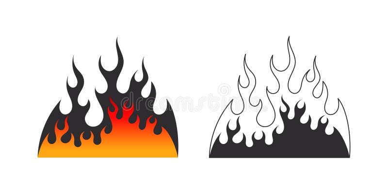 Fire Flame. Fire and Flames. Black and Red Fiery Flames Stock Vector ...