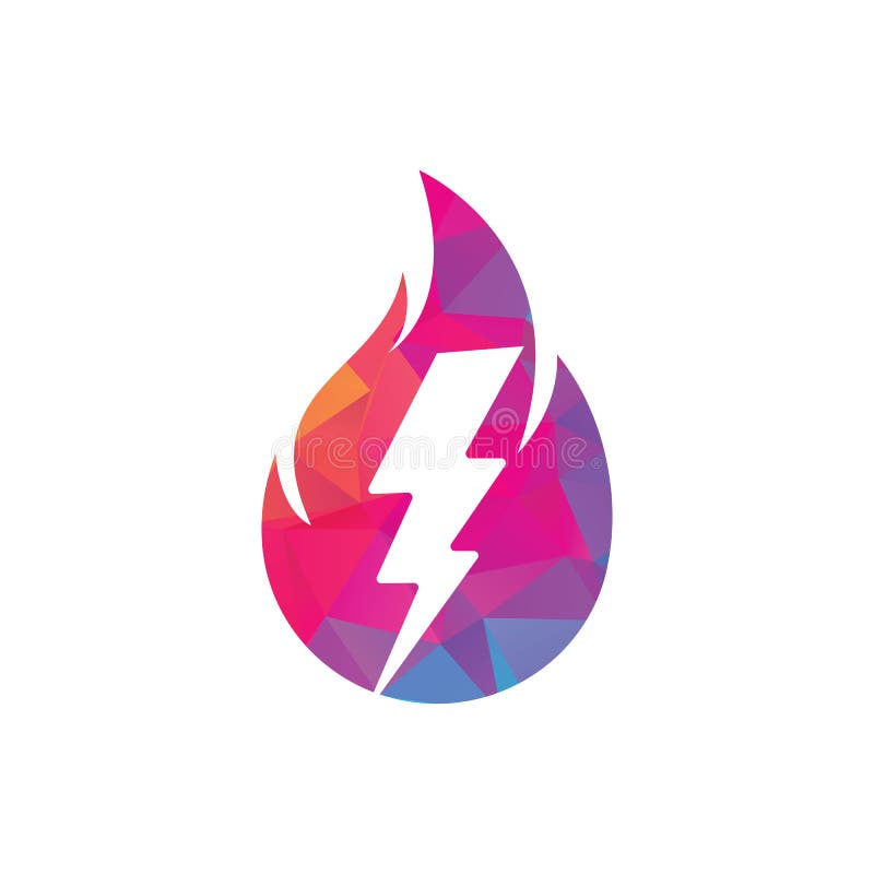 Fire Flame and Flash Lightning Thunder Bolt Logo Stock Vector ...