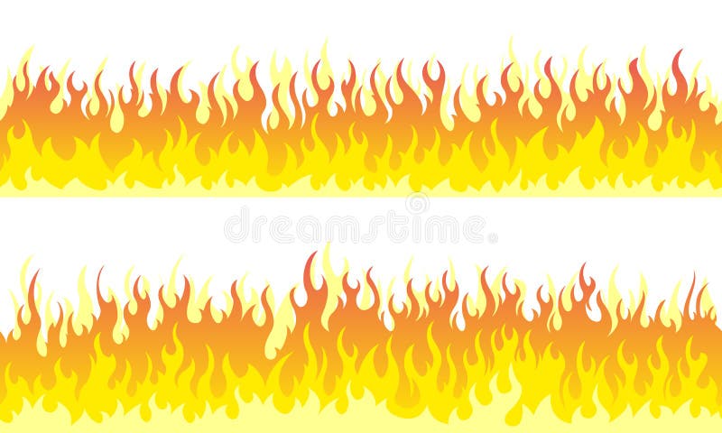 Cartoon Fire Flame Vector Seamless Frame Borders Stock Vector ...