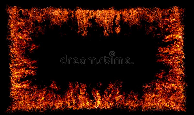 Fire Flame Frame. Burn Lights on a Black Background. Borders and Frames ...