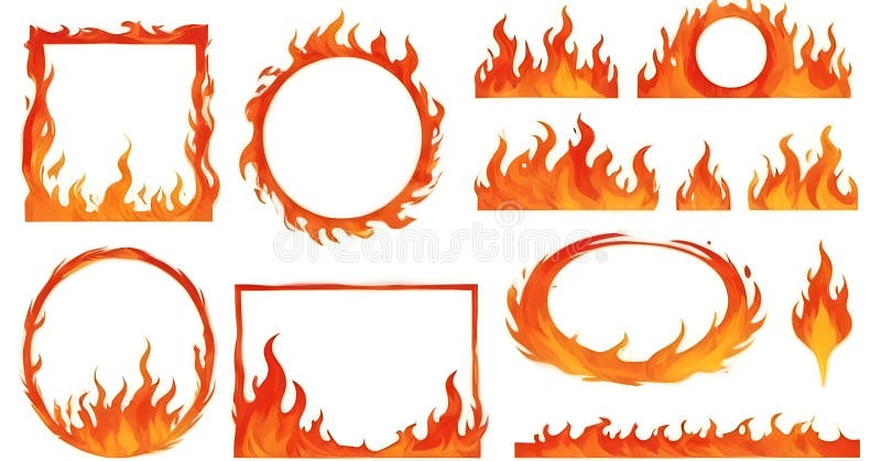 Fire Flame Frames and Elements Stock Vector - Illustration of fire ...