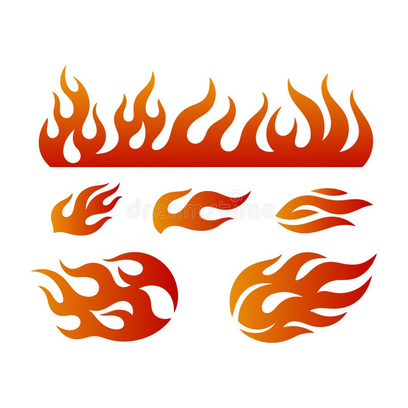 Fire Flame Gradient Silhouette Vector Set, Various Type of Fire Flame ...