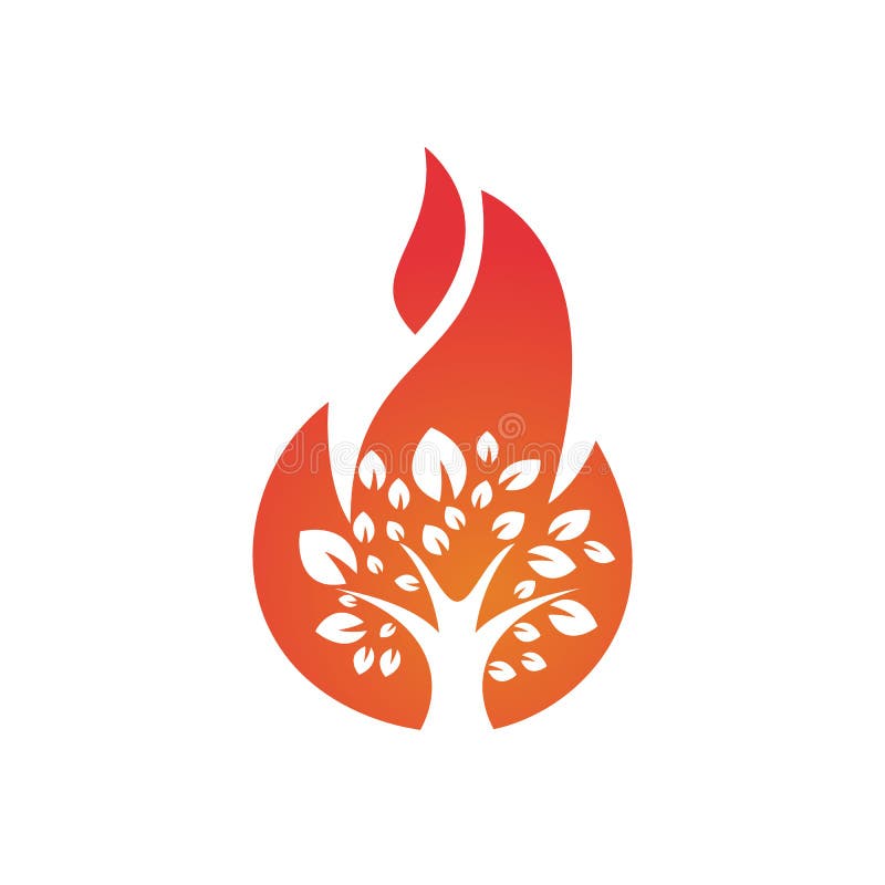 Fire Tree Vector Logo Design Template. Stock Vector - Illustration of ...
