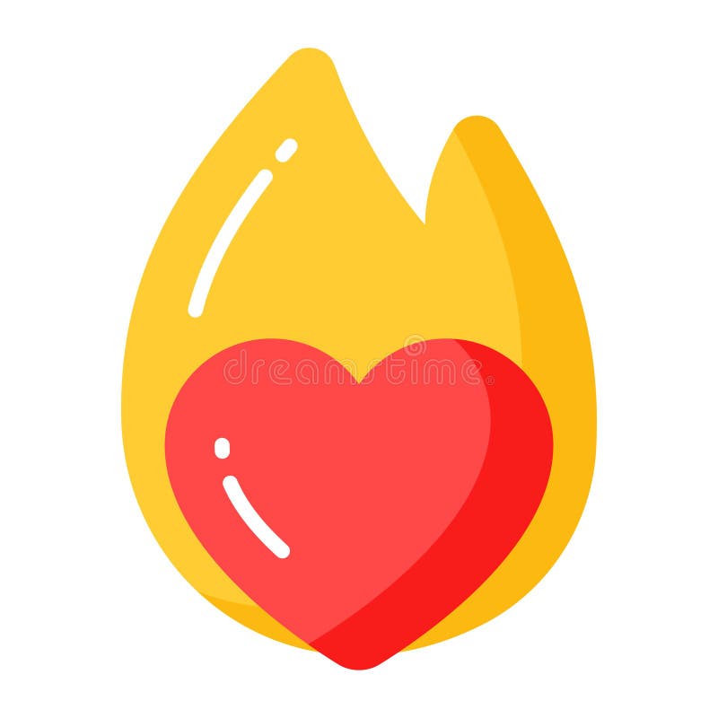 Fire Flame with Heart Denoting Love Passion Vector Icon Stock Vector ...