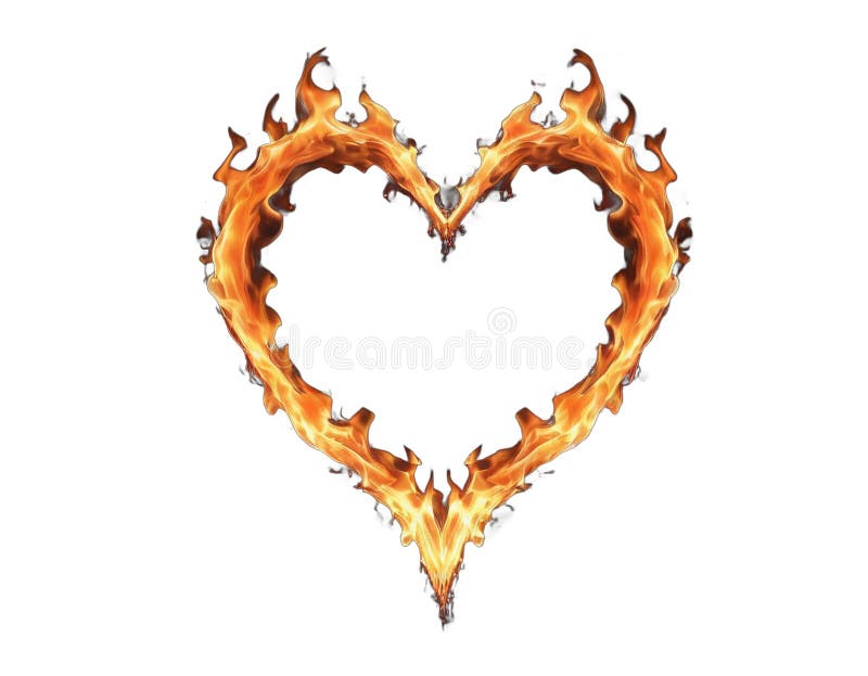 Fire flame heart shape. stock illustration. Illustration of romance ...