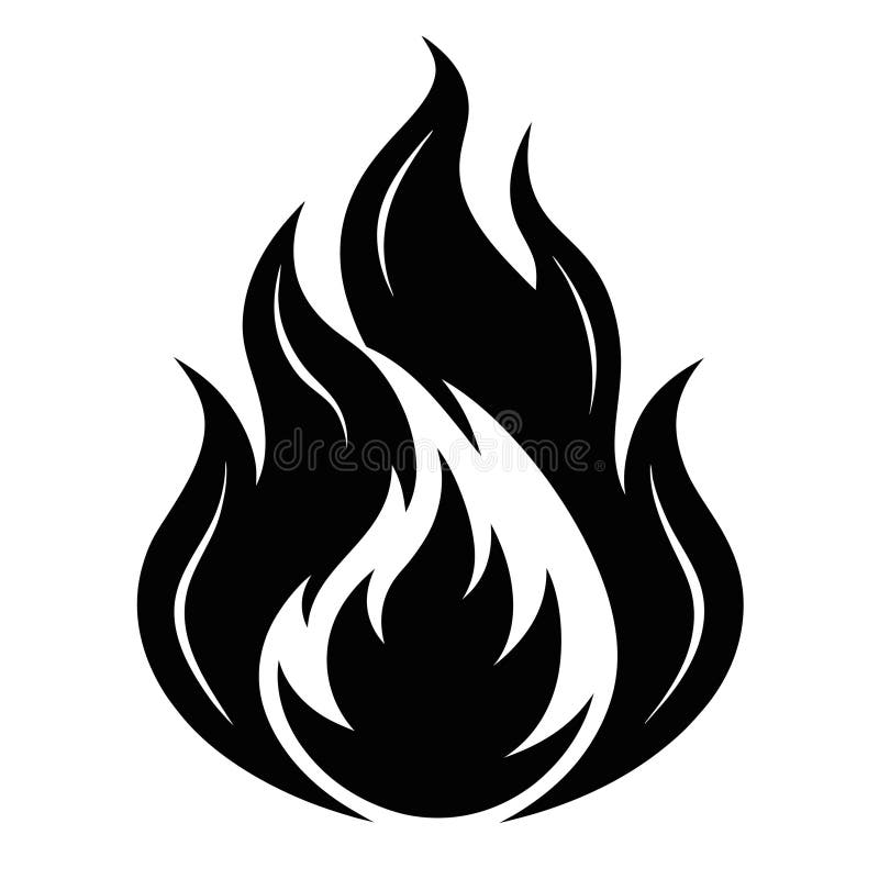 Fire Flame Heat Silhouette Vector Illustration White Background Stock ...