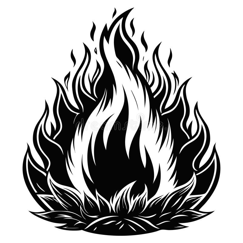 Fire Flame Heat Silhouette Vector Illustration White Background Stock ...