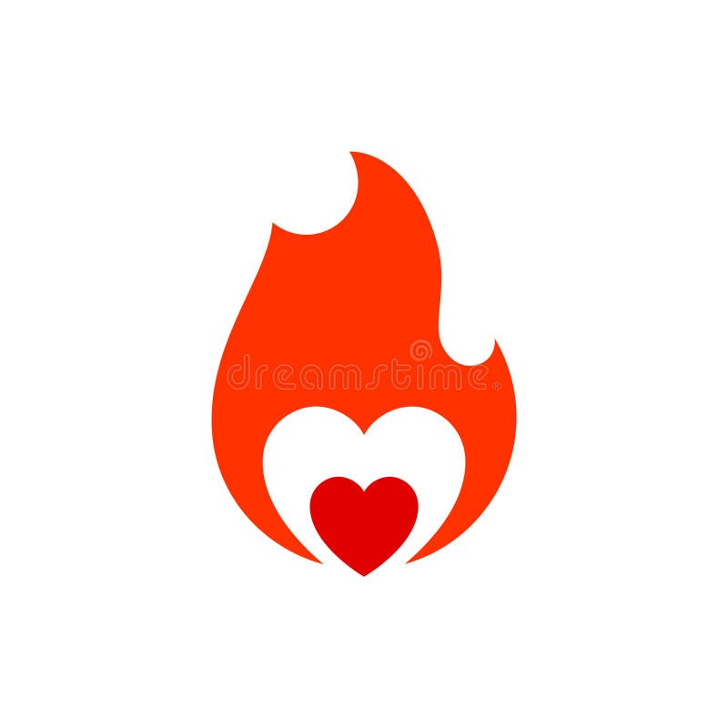 Fire Flame, Hot Heart Symbol, Vector Illustration Stock Vector ...