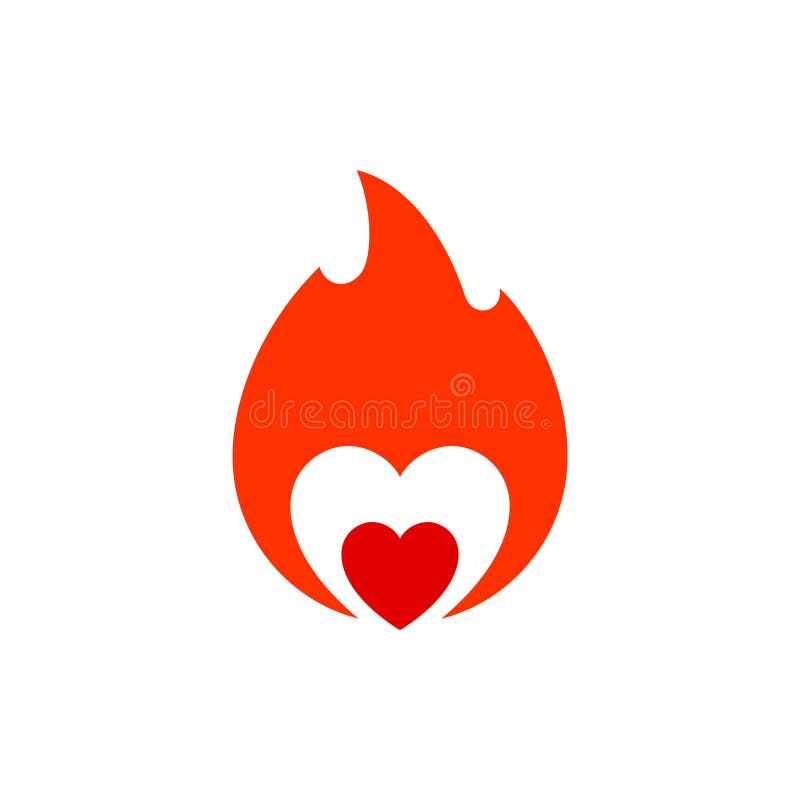 Fire Flame, Hot Heart Symbol, Vector Illustration Stock Vector ...