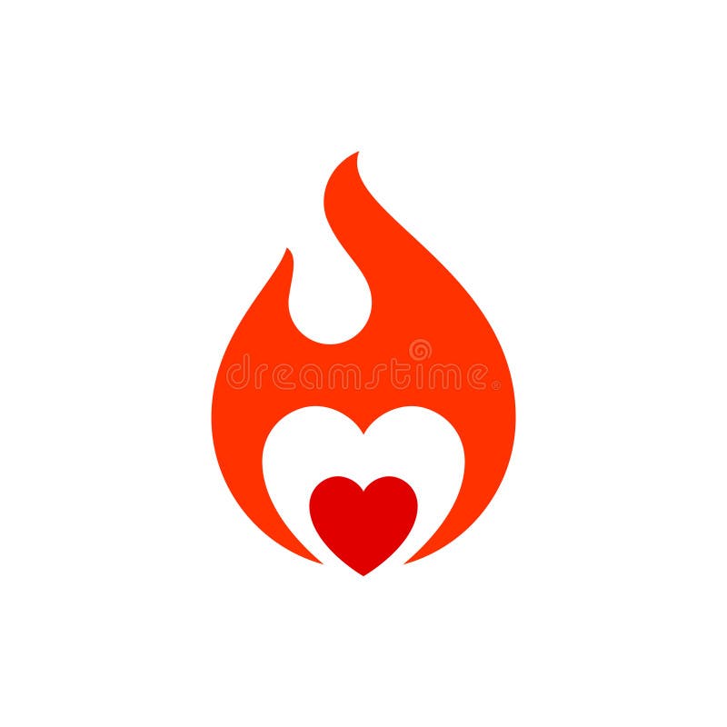 Fire Flame, Hot Heart Symbol, Vector Illustration Stock Illustration ...