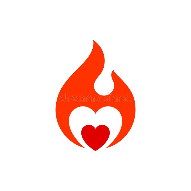 Fire Flame, Hot Heart Symbol, Vector Illustration Stock Illustration ...