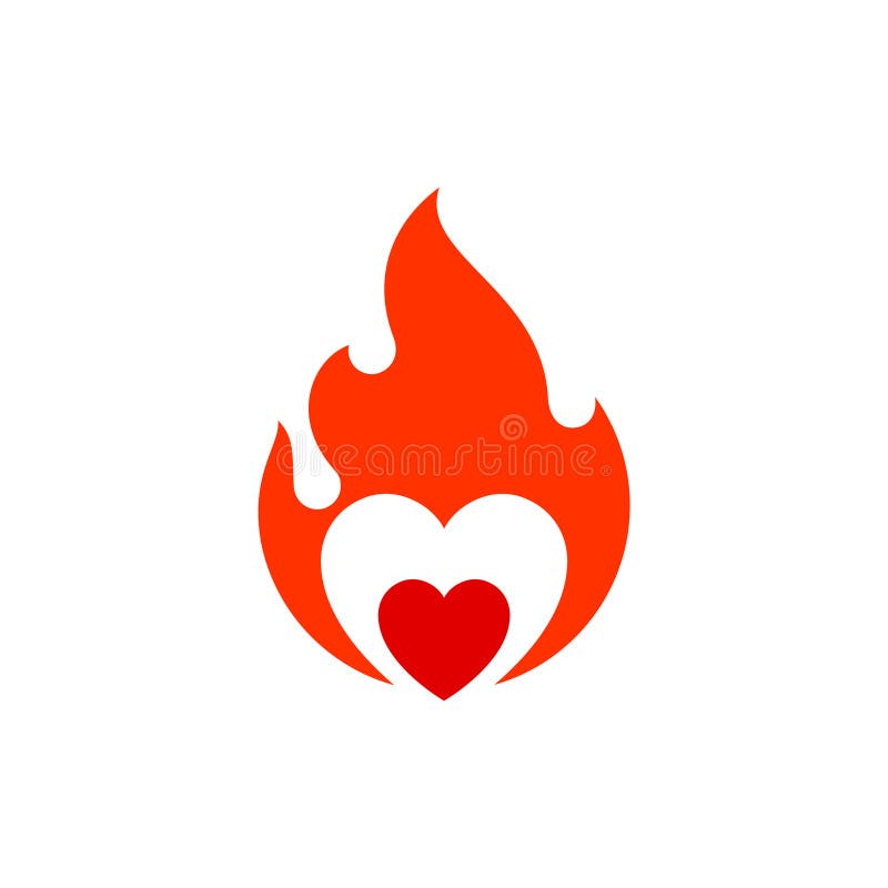 Fire Flame, Hot Heart Symbol, Vector Illustration Stock Illustration ...