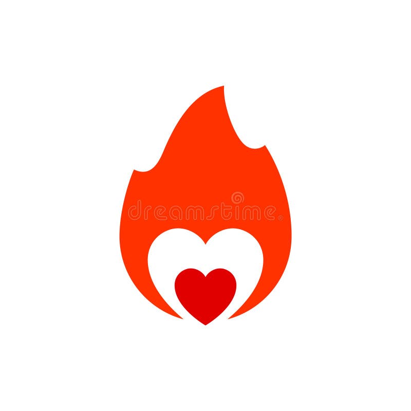 Fire Flame, Hot Heart Symbol, Vector Illustration Stock Illustration ...