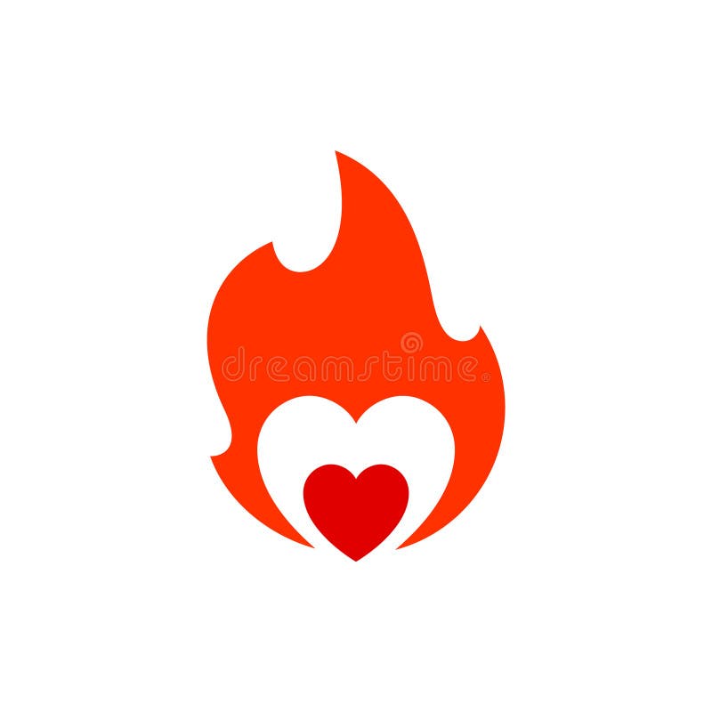 Fire Flame, Hot Heart Symbol, Vector Illustration Stock Illustration ...