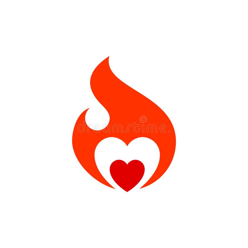 Fire Flame, Hot Heart Symbol, Vector Illustration Stock Illustration ...